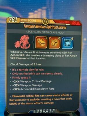 Lvl 65 3-In-1 MODDED Amara Class Mod EXTRA SKILL POINTS Borderlands 3 ...