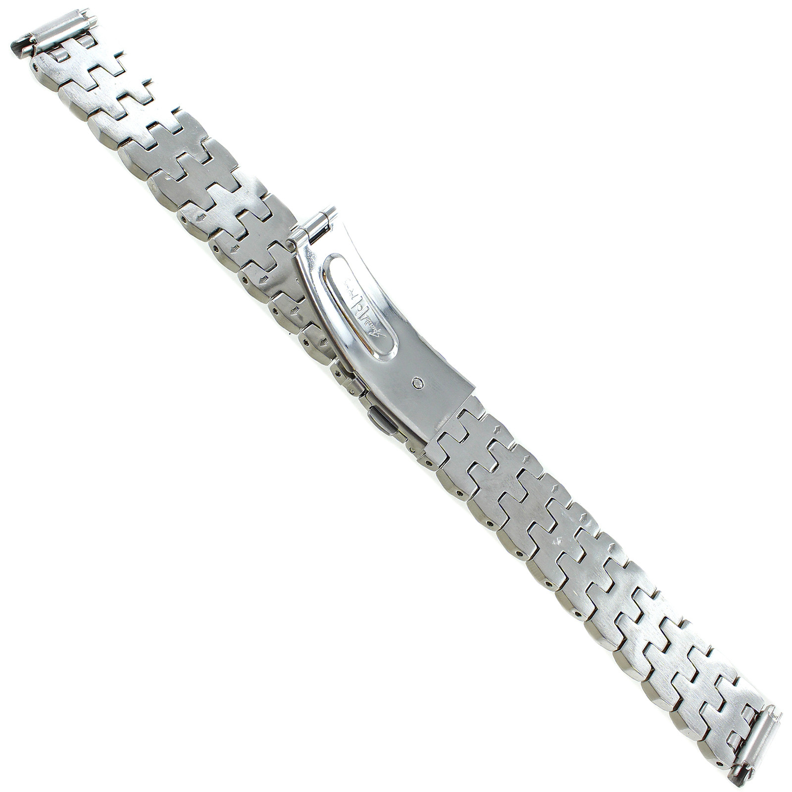 12-16mm Speidel Solid Stainless Steel Silver Push Open Clasp Watch Band ...