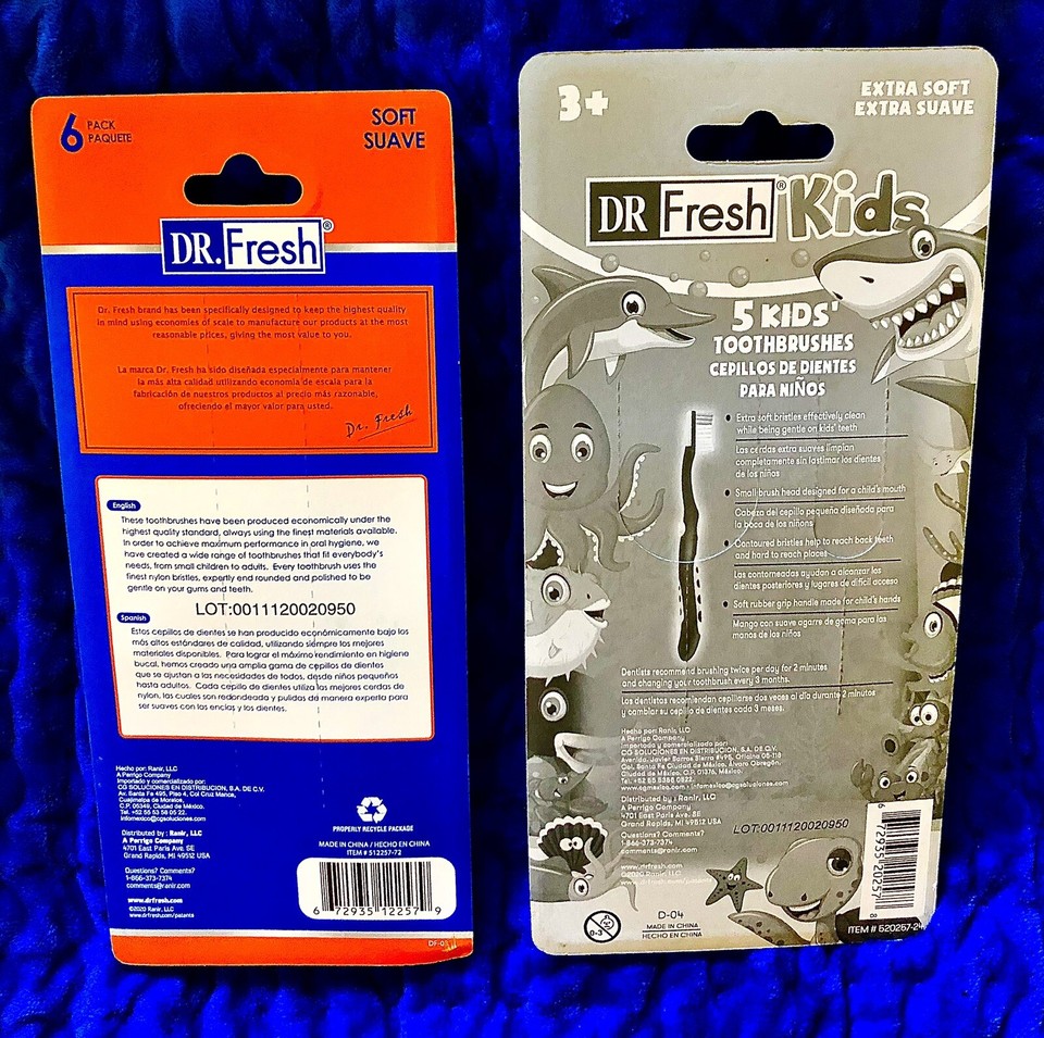Dr. Fresh 11 Toothbrushes for The Family ALL SOFT-6 Adult & 5 Kids FREE ...