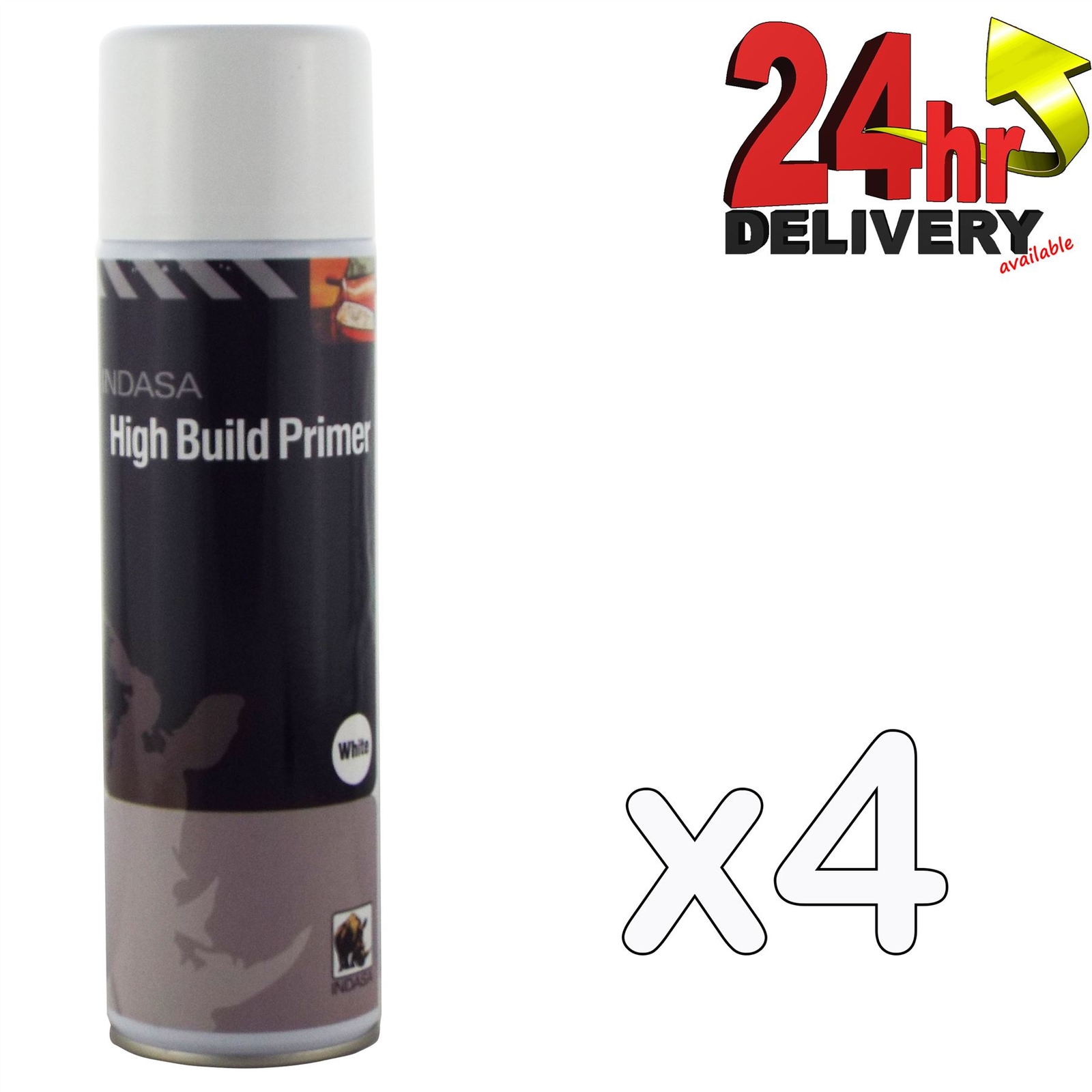 4 x Indasa White One Pack High Build Acrylic Based Primer 500ml Aerosol ...