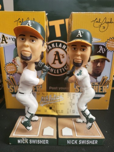 Oakland A's Nick Swisher signed autographed bobble bobblehead LOT of 2 ...