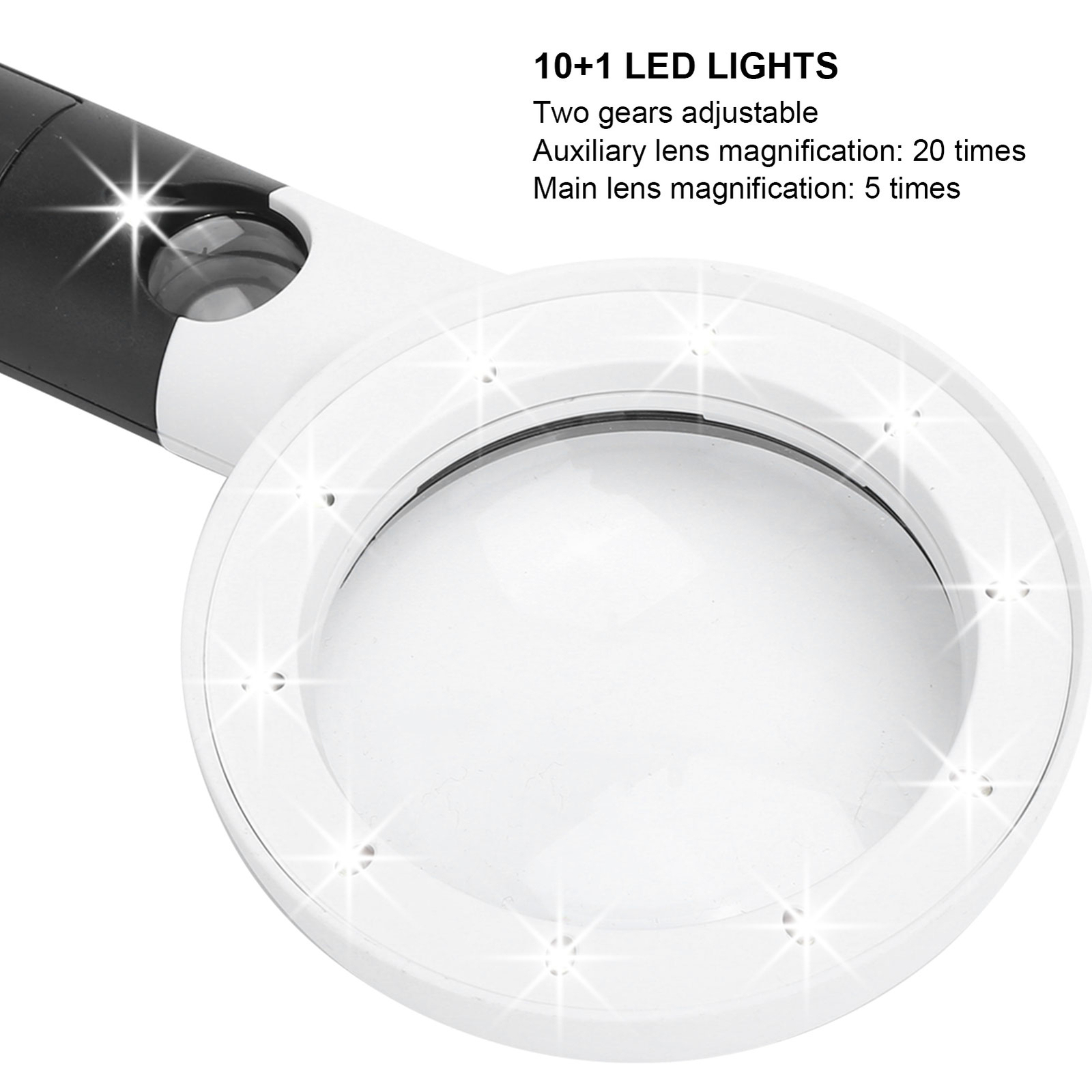 Handheld Magnifying Glass 5X Main Lens 20X Secondary Lens Magnification ...