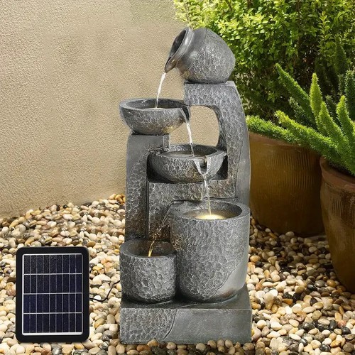 Solar Powered Garden Water Feature with Energy-Efficient LED lights ...