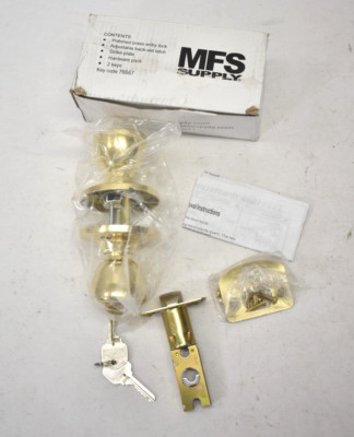 MFS Supply Polished Brass Entry Lock w Keys 76667 Hardware Pack Door ...