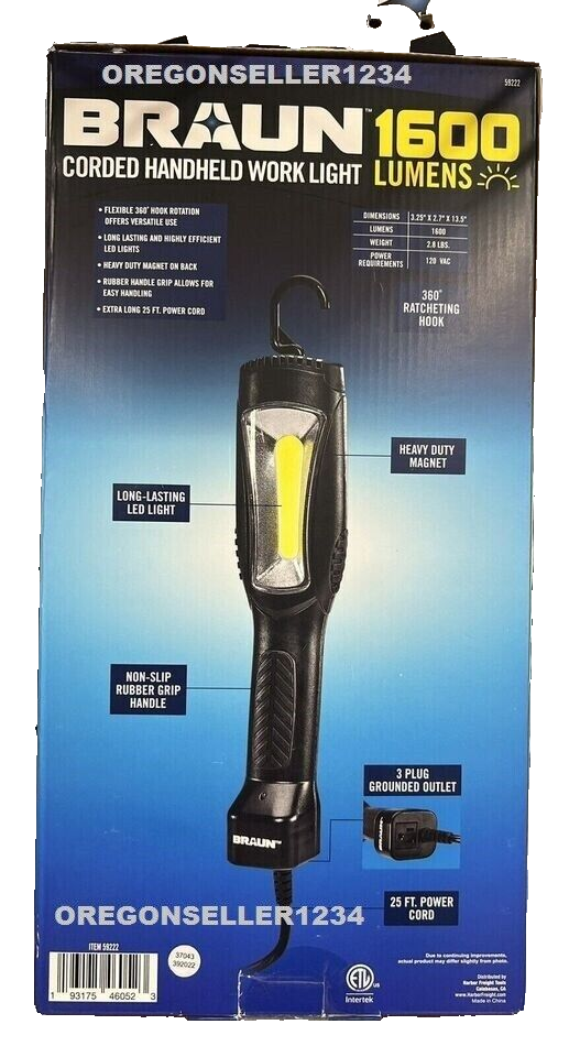 1600 Lumens LED Work Light Corded Handheld Auto Mechanic Workshop ...