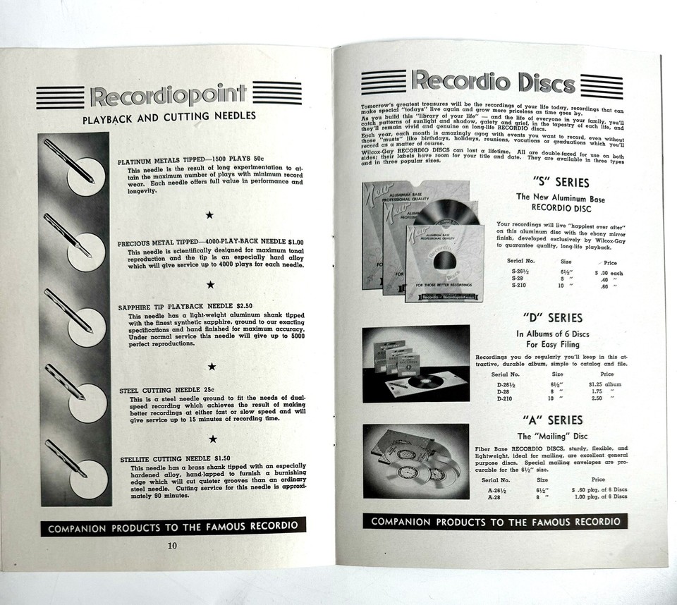 Wilcox-Gay Recordio Operating Instructions 6B10 6B20 6B30 6B32 w ...