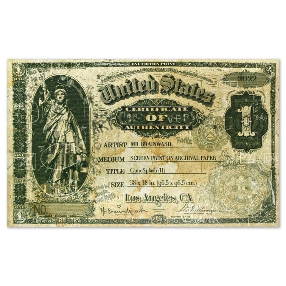 Mr. Brainwash, "Camo Splash H" Framed Limited Edition Silk Screen, Hand ...