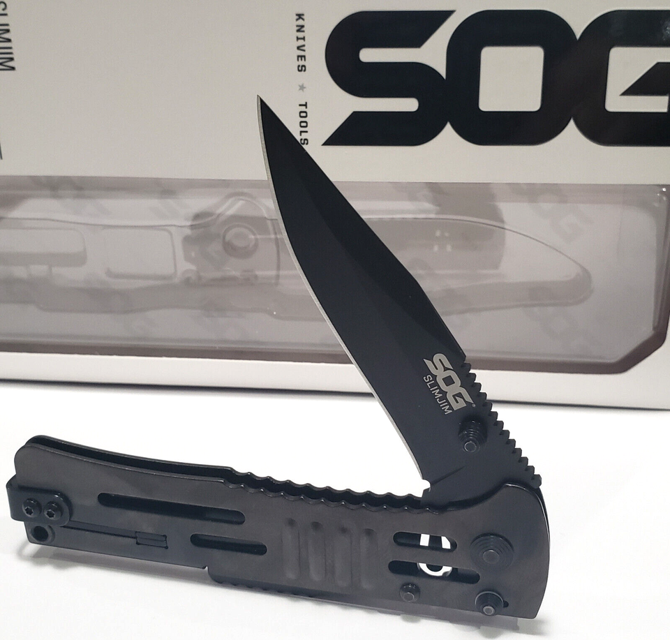 SOG Black SlimJim A/O Lockback Spring Open Assisted Folding Pocket ...