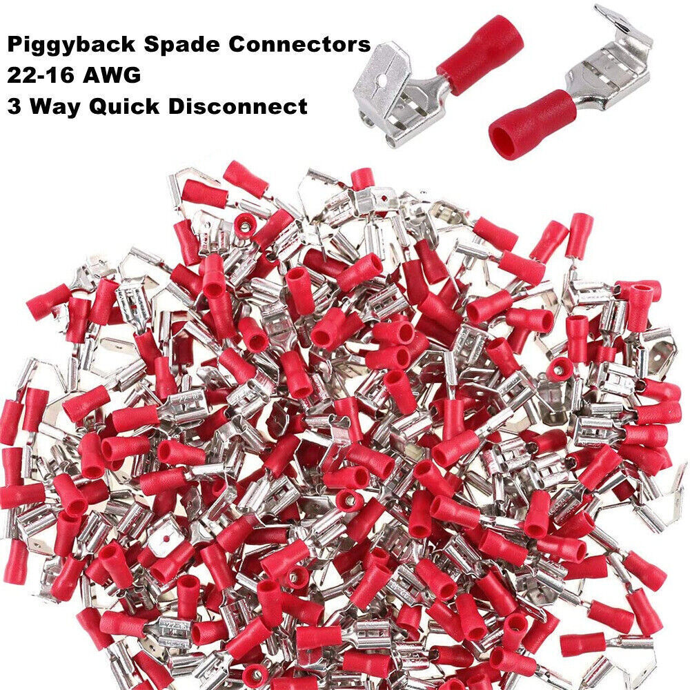 Piggy Back Insulated Spade Terminals 22-10AWG Wire Crimp Connectors US ...