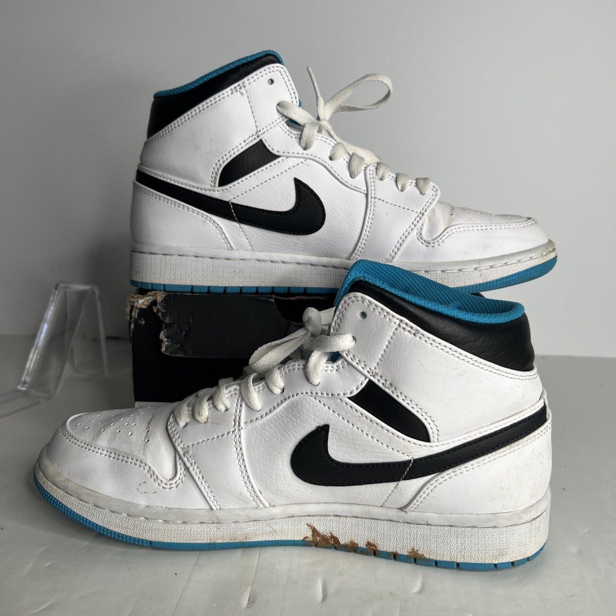 Nike Air Jordan 1 Mid (Men's Size 9) - White/Laser Blue Nike Air Jordan 1 Mid (Men's Size 9) - White/Laser Blue