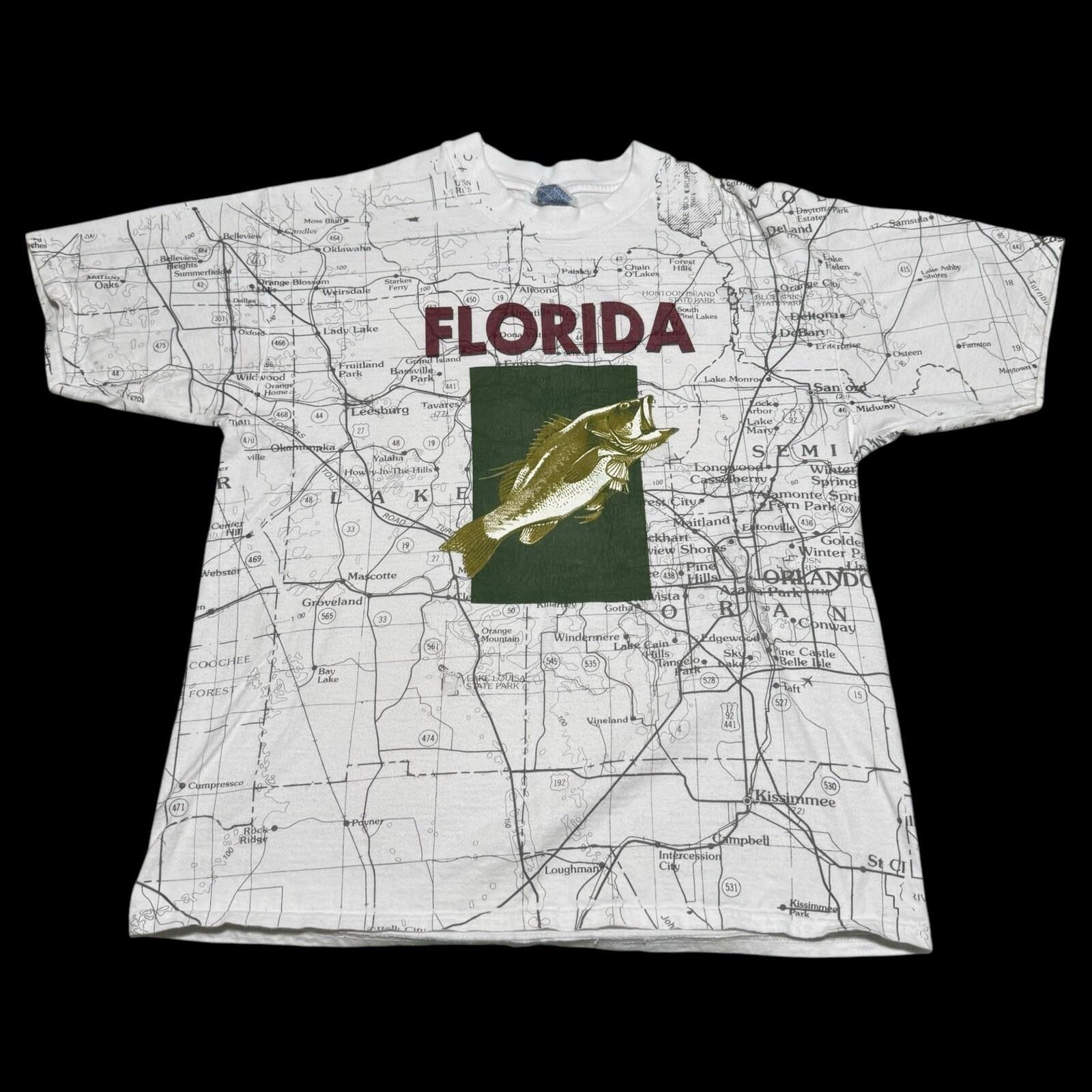 Vintage Hanes 90s Florida State Road Map AOP Shirt Ad… - Gem