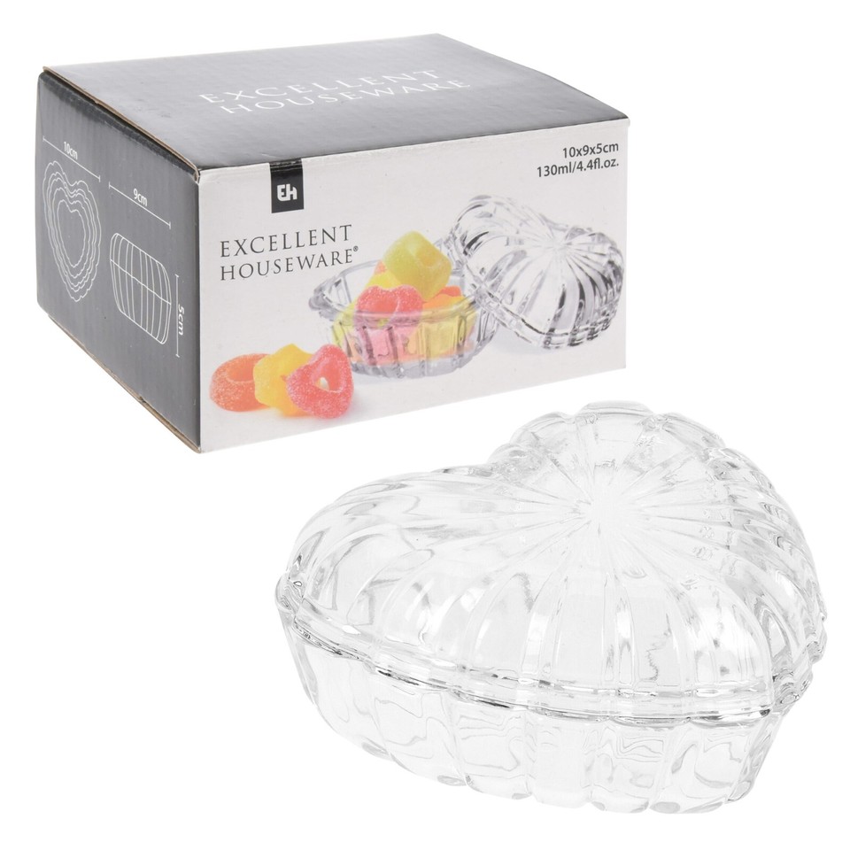 Glass Sweet Bowl Sugar Jar with Lid Round Candy Container Decorative ...