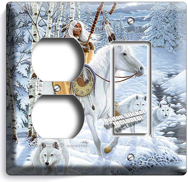 NATIVE AMERICAN INDIAN CHIEF WHITE HORSE WINTER LIGHT SWITCH OUTLET ...