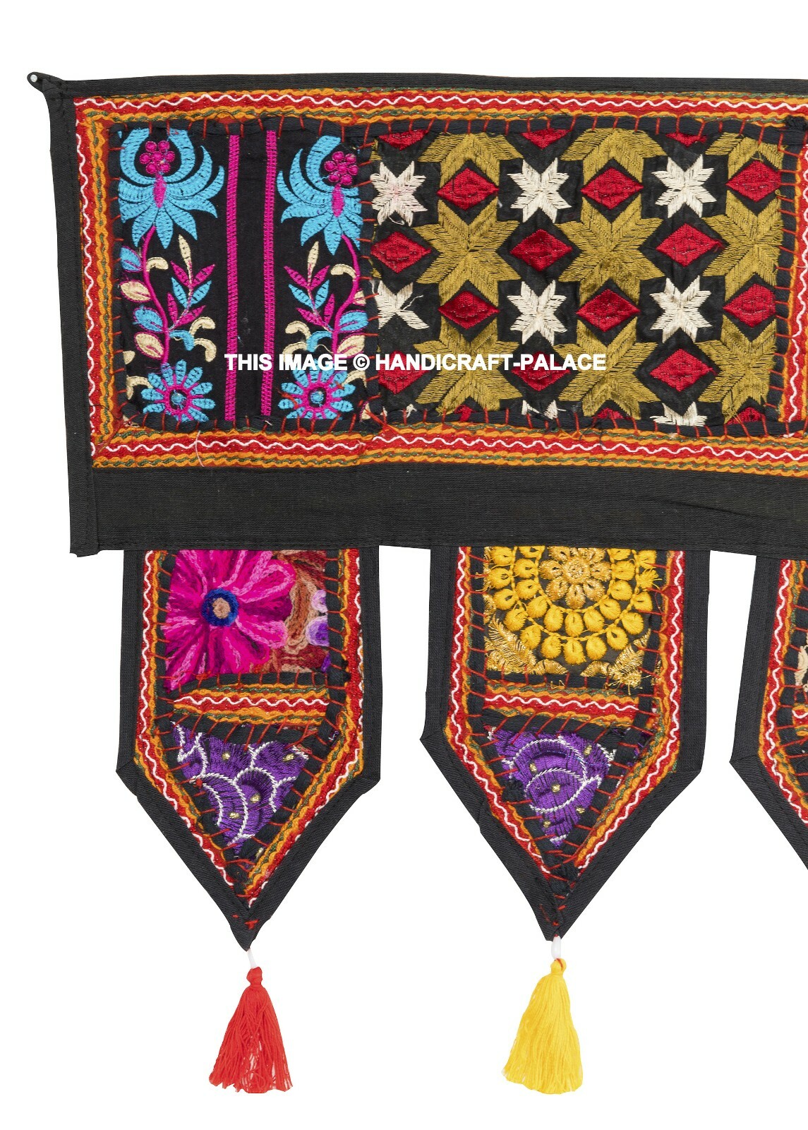 Indien Noir Vintage Patchwork Broderie Toran Porte Tour de Lit Mur ...