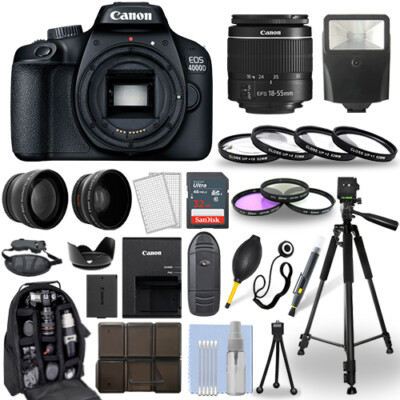 Canon EOS 4000D / Rebel T100 SLR Camera+ 18-55mm Lens+ 30 Piece ...