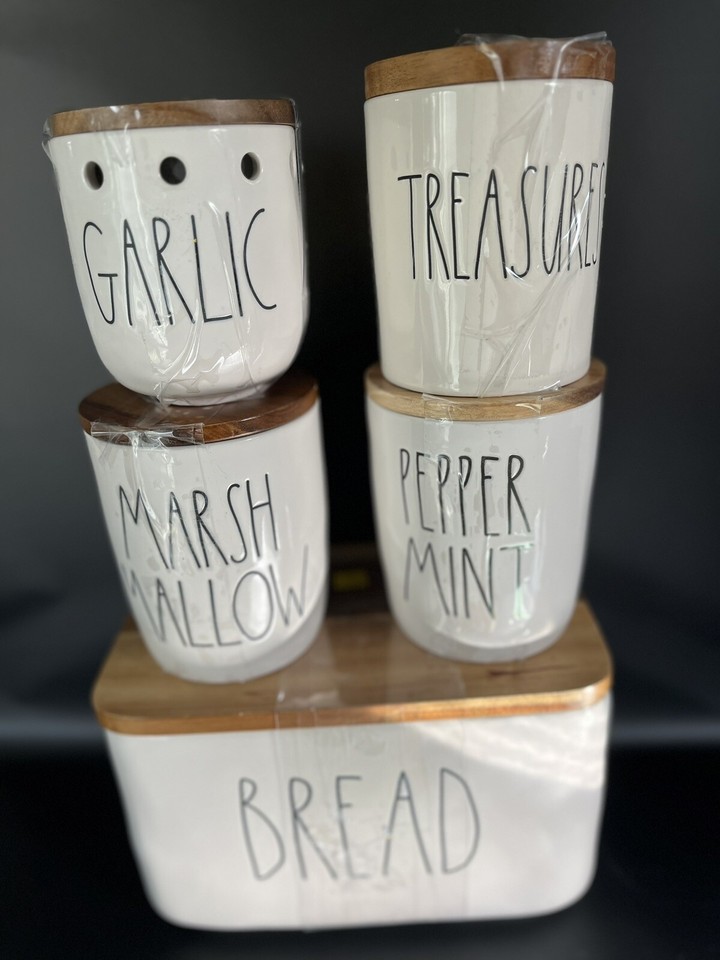 Rae Dunn Set. BREAD Box + Garlic ,peppermint,marshmallows And Treasures ...