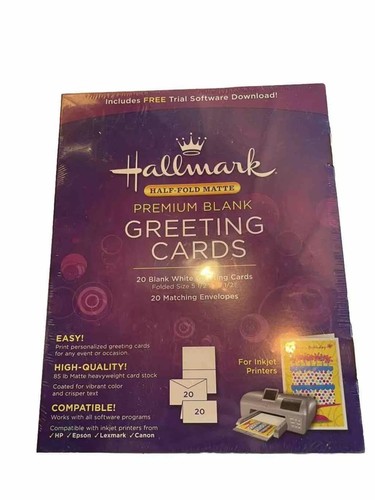Hallmark Half-Fold Matte Premium Blank Greeting Cards w/ Envelopes 20 ...