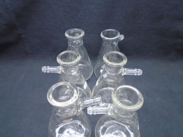 (6 Pcs) CORNING PYREX 125mL Glass Micro Filtering Flask Sidearm 10mm OD ...