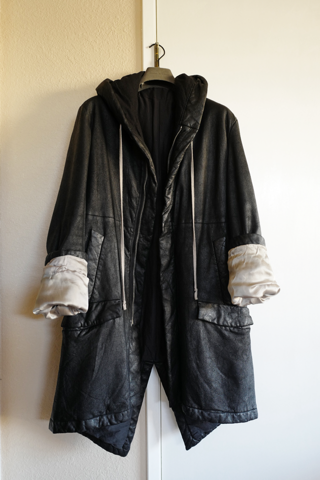 Rare Rick Owens FW06 Dustulator Blistered Goat Leather Fishtail Parka ...