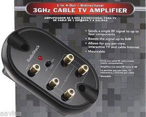 Four-set uhf/vhf/fm coax amplifier power