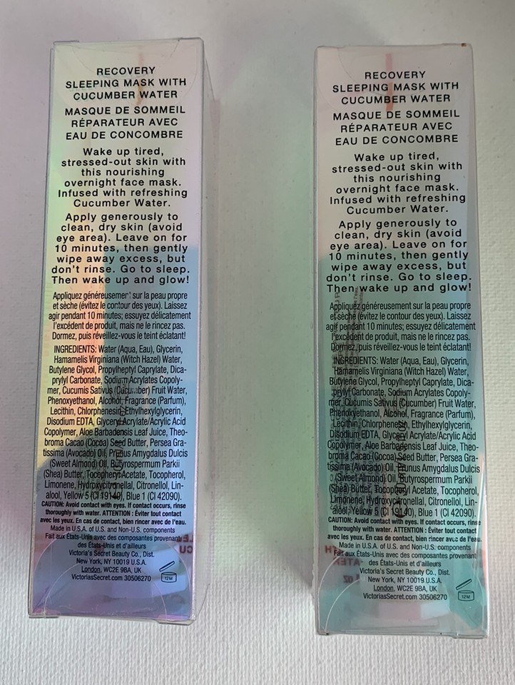2 Packs Victoria’s Secret In My Sleep Recovery Sleeping Mask Cucumber ...