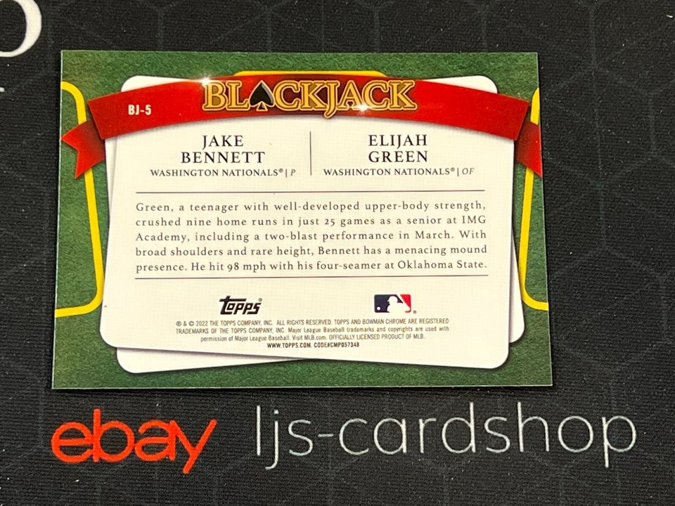 2022 Bowman Chrome Draft Jake Bennett Elijah Green Blackjack Insert #BJ ...