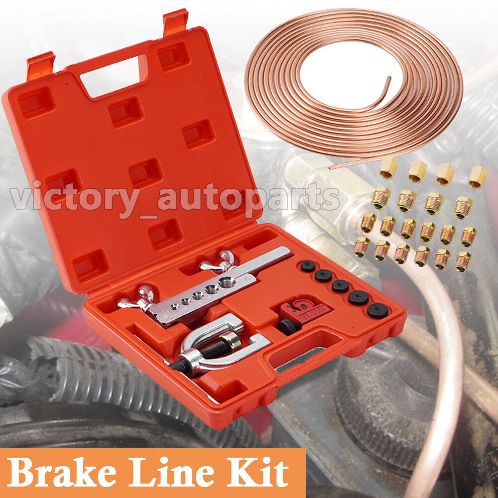Racewill 25 ft 1/4 Copper Coated Brake Line Kit Includes 16 Fittings ...