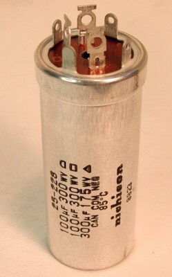 NICHICON 3-Section Electrolytic Can Capacitor: NOS 100uF/300V (X2 ...