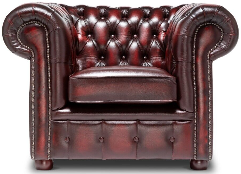 Chesterfield Single Seater Club Chair in Antique Red Leather | eBay UK