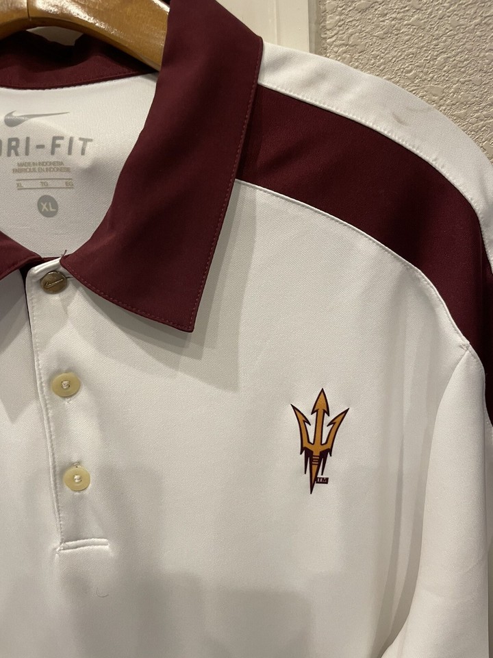 Nike Arizona State Sun Devils ASU Short Sleeve Polo Shirt White Size XL ...