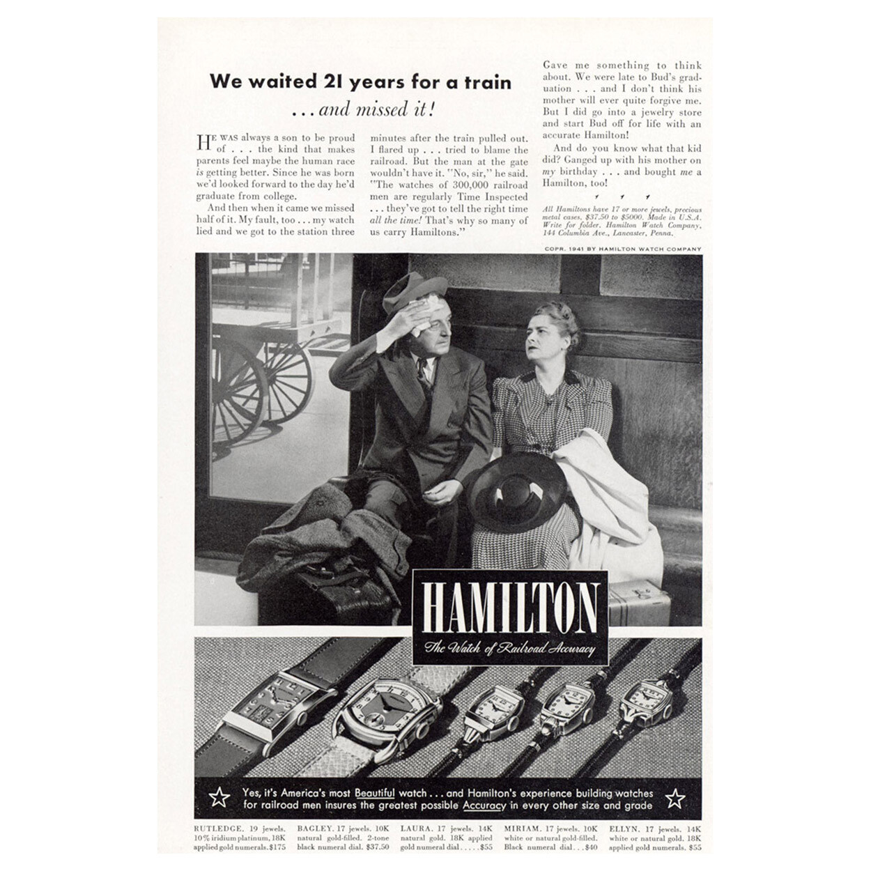 1941 Hamilton Watch: We Waited 21 Years for a Train Vintage Print Ad | eBay