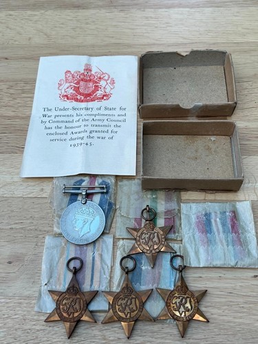 Five WWII Medals in Original Box of Issue With Waxed Paper Packets ...