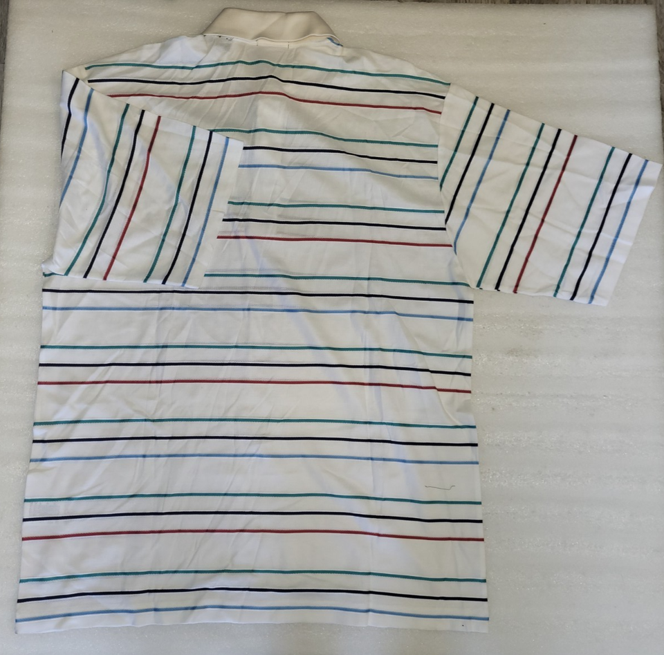 Vintage Marbas Mens Polo Shirt UK Large 100% Cotton White Stripe (339 ...