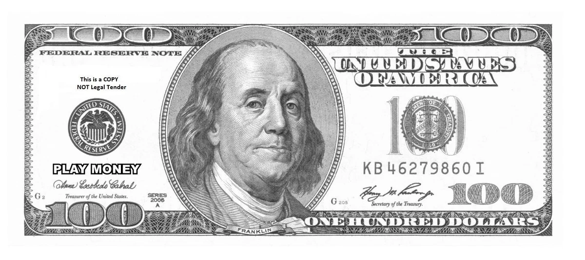 Black And White 100 Dollar Bill