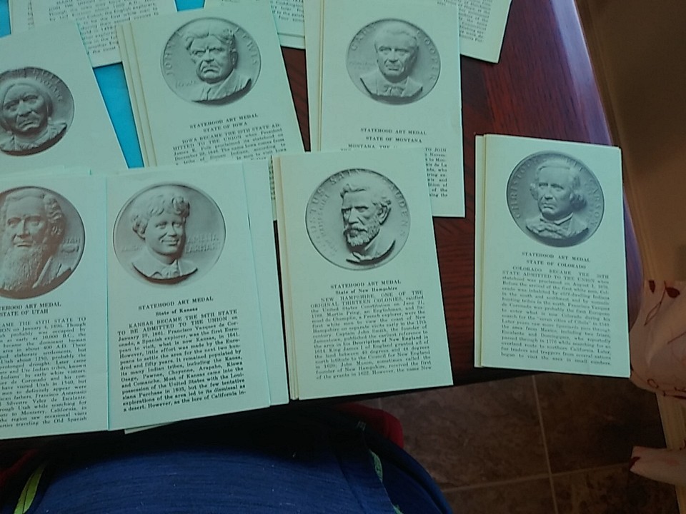 1972 Medallic art co NY paper COAs statehood art medals Most states ...