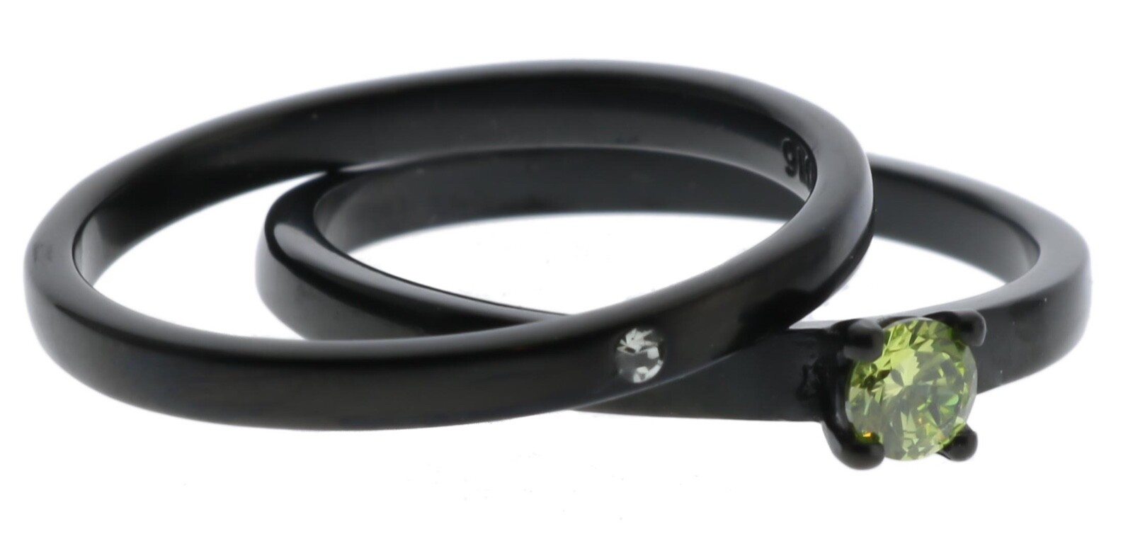 .25 Carat cz Neon Wedding Set 2 Ring Black Stainless Steel TK2015 Size ...