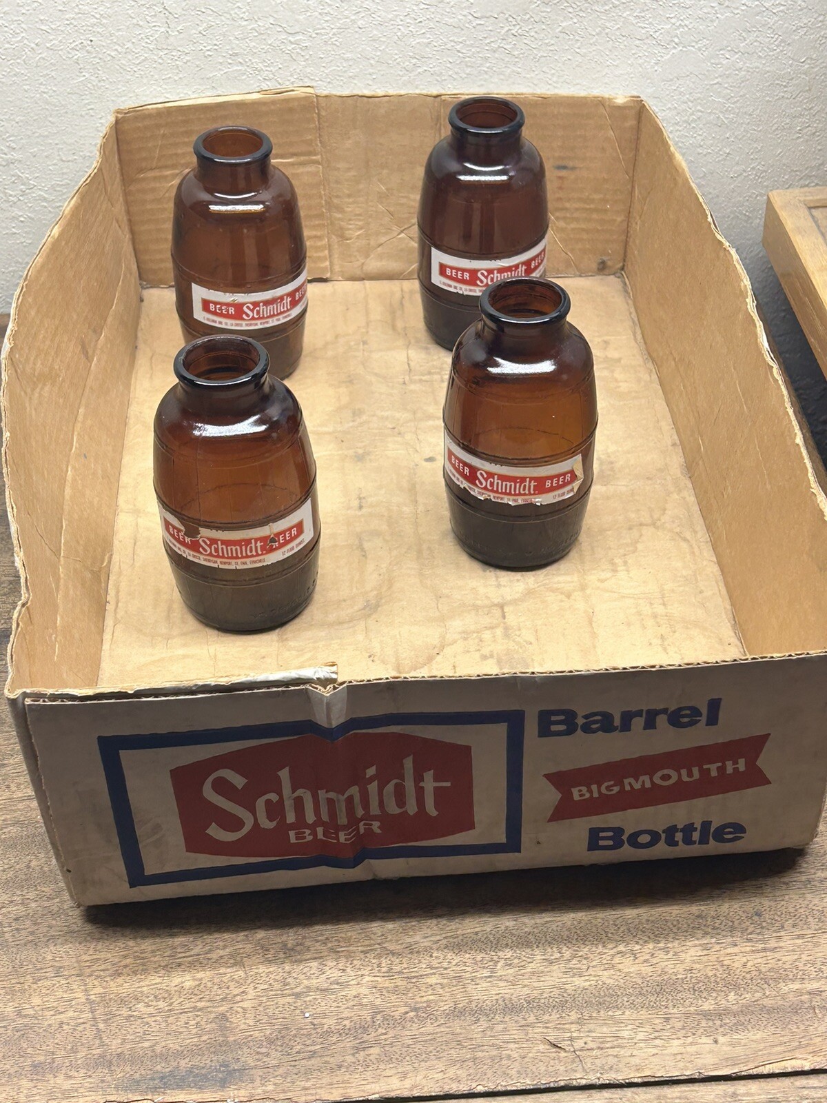 Vintage Schmidt's Barrel Wide Mouth Glass Beer Bottles w/ Labels ...