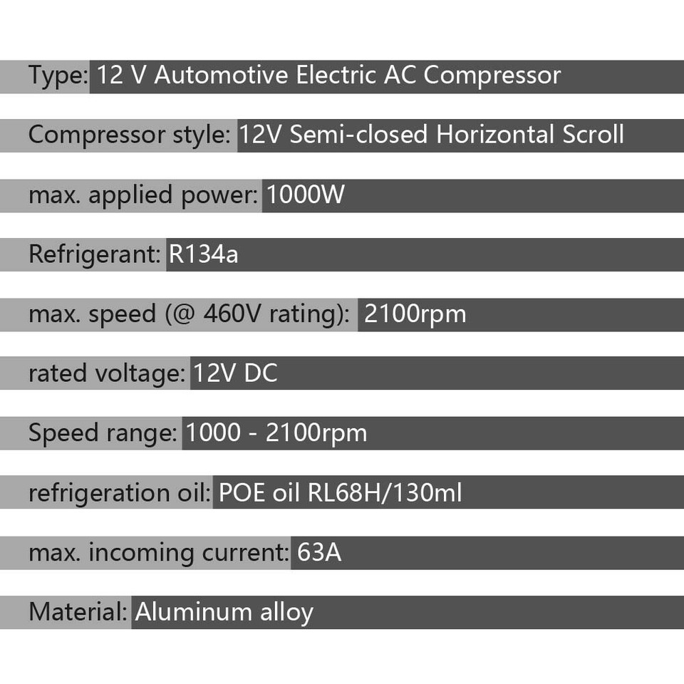 Universal DC 12V Electric Car Air Conditioner Compressor Kit A/C ...