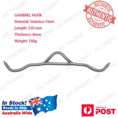 Brand new 3 X 13" GAMBREL HOOK 320MM X 8MM STAINLESS BUTCHER HUNTING ...