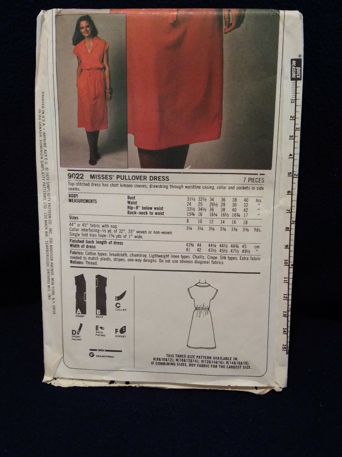 Simplicity 9022 E.S.P. ESP Extra-Sure Pattern size K 8 10 12 Miss ...