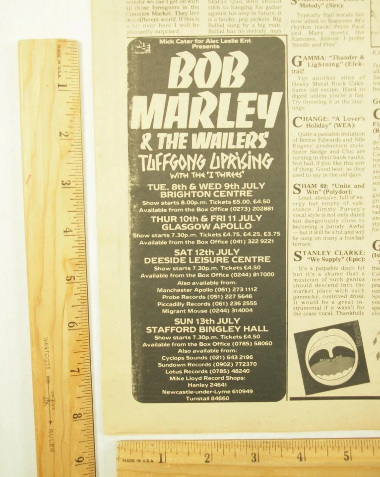 Bob Marley Wailers UPRISING concert tour vtg 1980 original UK print ...