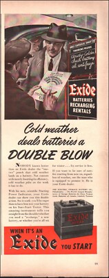 1940 Vintage ad Exide retro car Battery Art Hat Suit Attendant art 03 ...