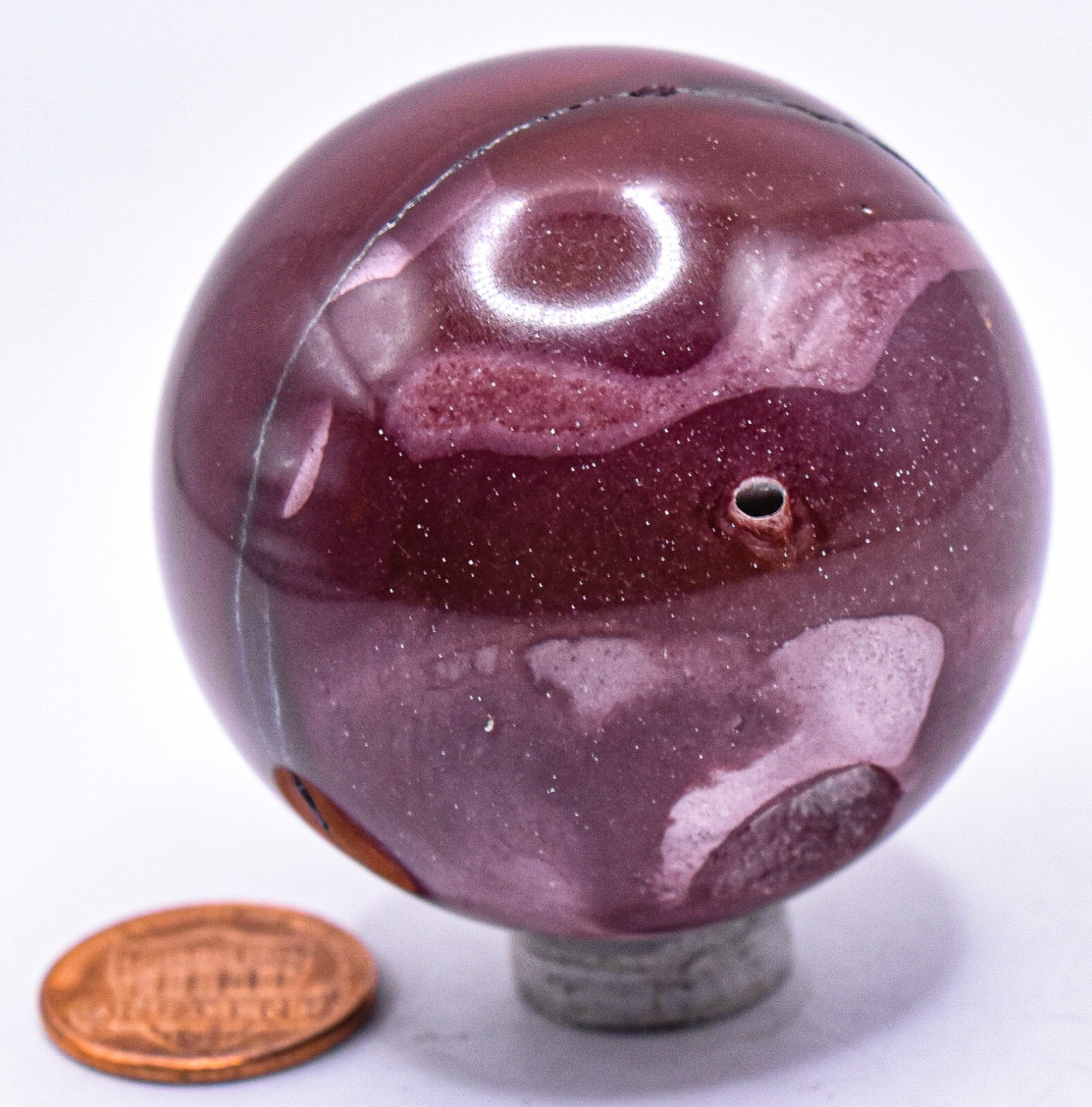 48mm Red Purple Mookaite w/ Druzy Sphere Polished Gemstone Mineral ...