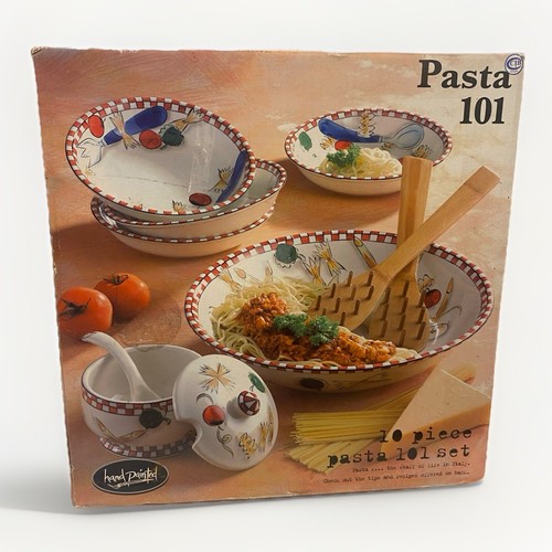 NEW VINTAGE Tabletops Unlimited 10 Piece Pasta 101 Set 2004 Stoneware ...