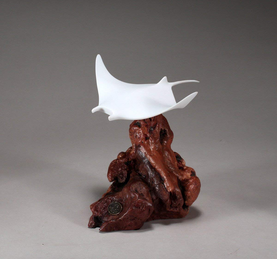 Manta Ray Sculpture by John Perry Pellucida Statue on Wood 7In Tall ...