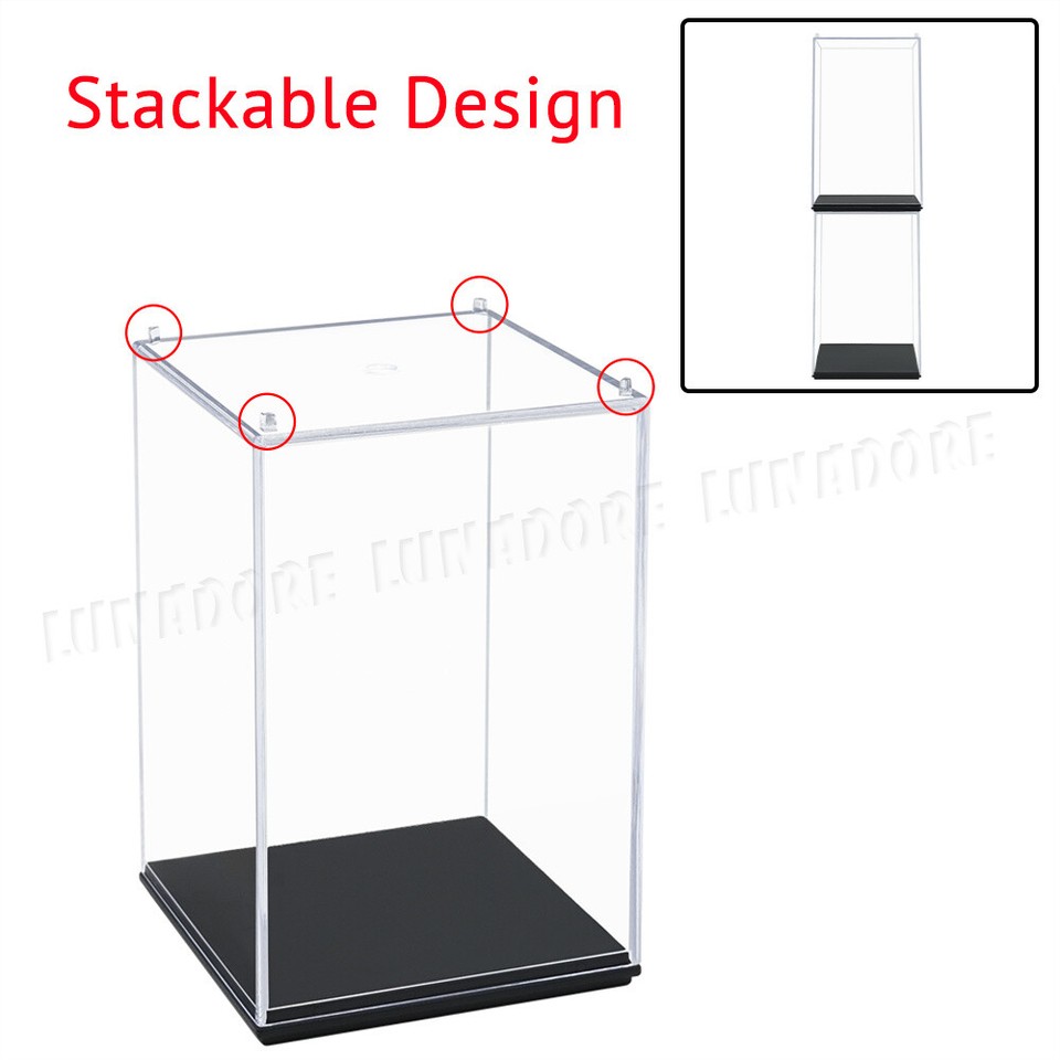 UK Clear Acrylic Display Box 15cm Perspex Case Plastic Base Dustproof ...