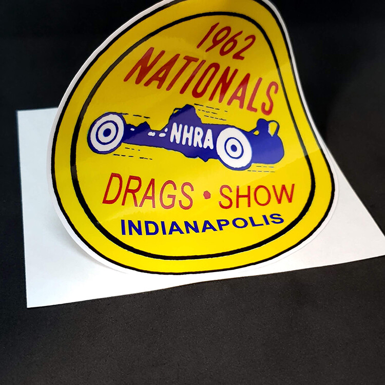 NATIONAL DRAGS '62 INDIANAPOLIS Vintage Style DECAL / STICKER, rat rod ...