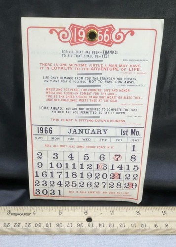 Complete 1966 Calendar w/ Phrases & Sayings Unused ! | eBay
