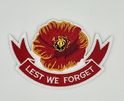 ANZAC LEST WE FORGET POPPY Embroidered Patches Iron Sew On | eBay