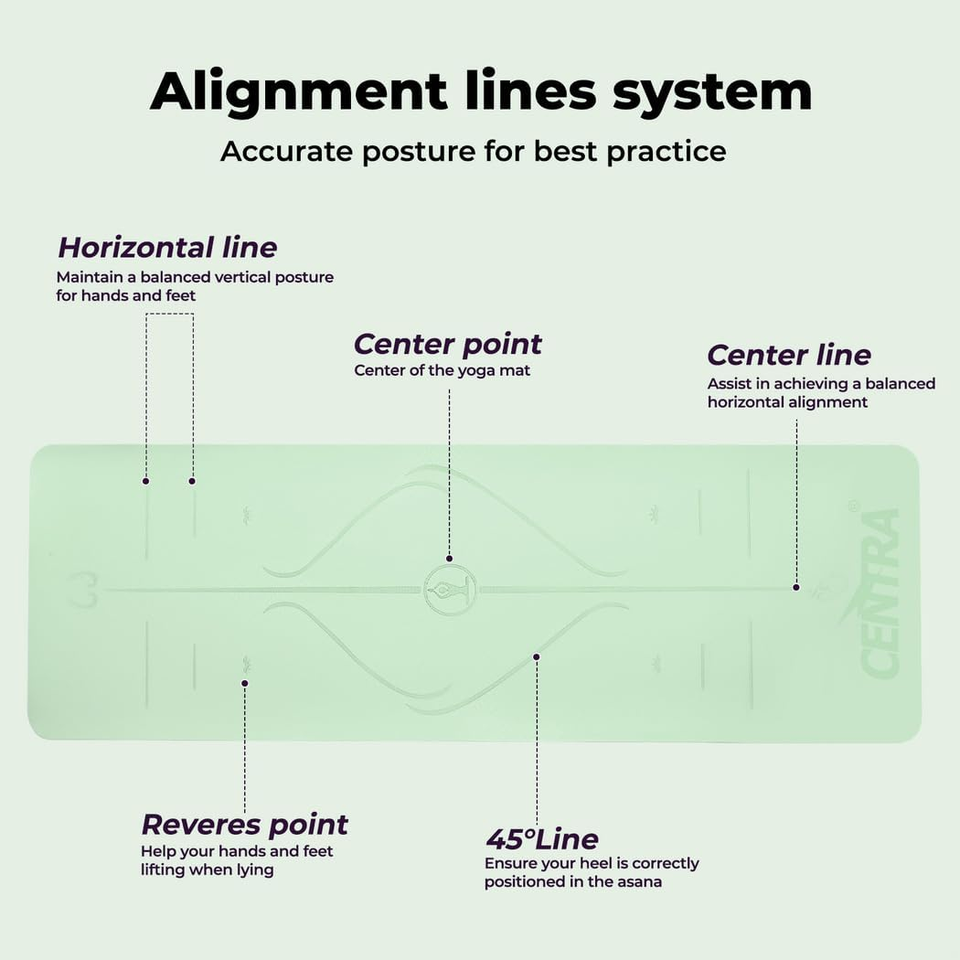 Yoga Mat, Fitness Exercise Mat with Alignment Lines,Dual-Tone Yoga Mat ...